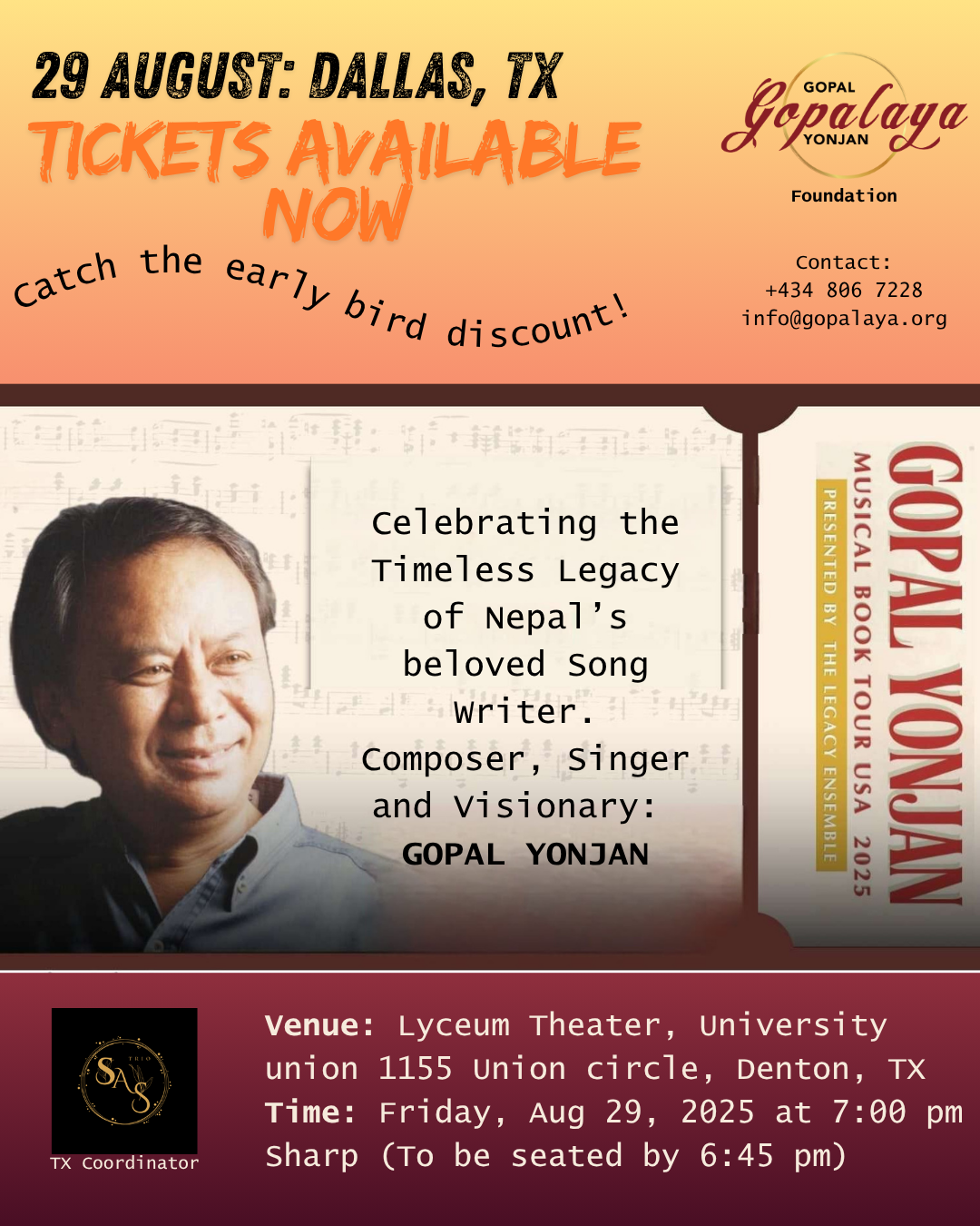 University of North Texas | Union Ticketing - Gopal Yonjan Musical Book Tour USA 2025